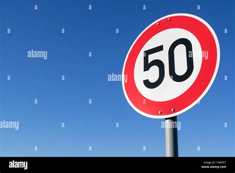 Traffic sign maximum speed 50 hi-res stock photography and images - Alamy