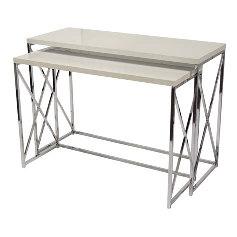 Erika In White Nesting Console Table Co6021 Elite Furniture Rental