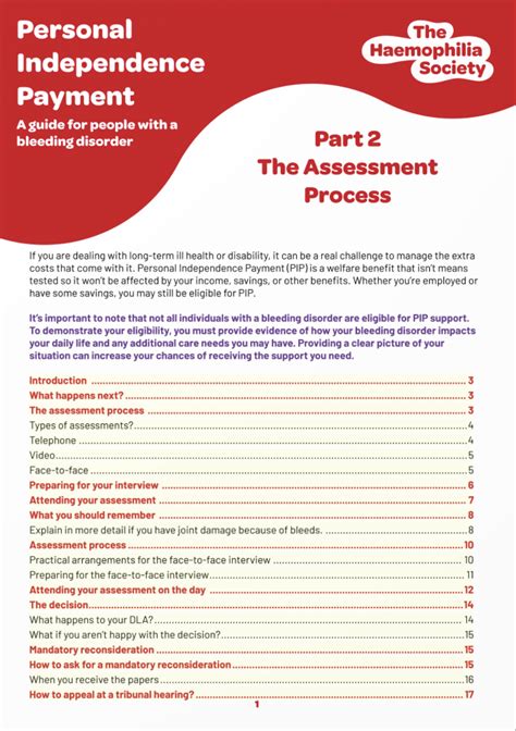 PIP Factsheet Assessment Process The Haemophilia Society