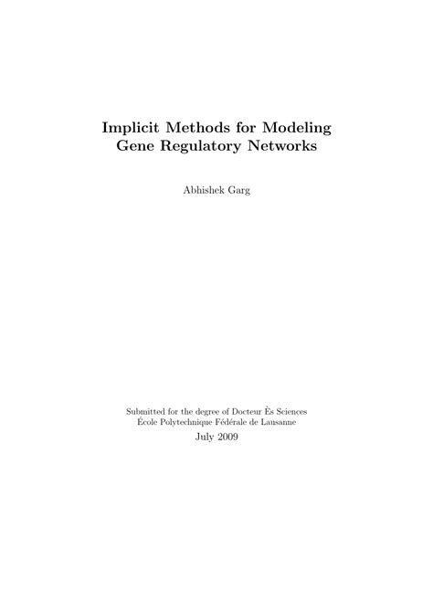 Pdf Implicit Methods For Qualitative Modeling Of Gene Regulatory Networks