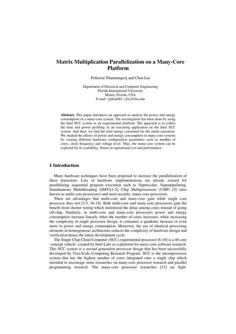 Pdf Matrix Multiplication Parallelization On A Many Core Platform