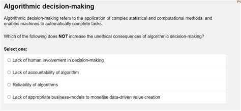 Solved Algorithmic Decision Making Algorithmic