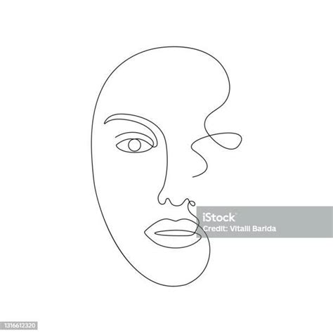 여자는 한 줄 드로잉에 직면 미니멀리즘 예술 여성 등고선 초상화 검은색에 대한 스톡 벡터 아트 및 기타 이미지 검은색 귀여운 그리기 Istock