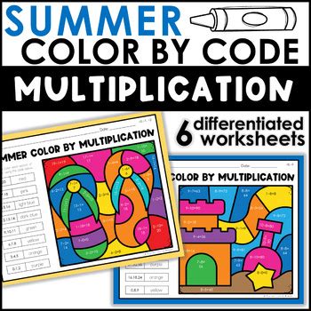 Summer Color By Number Multiplication Facts TPT