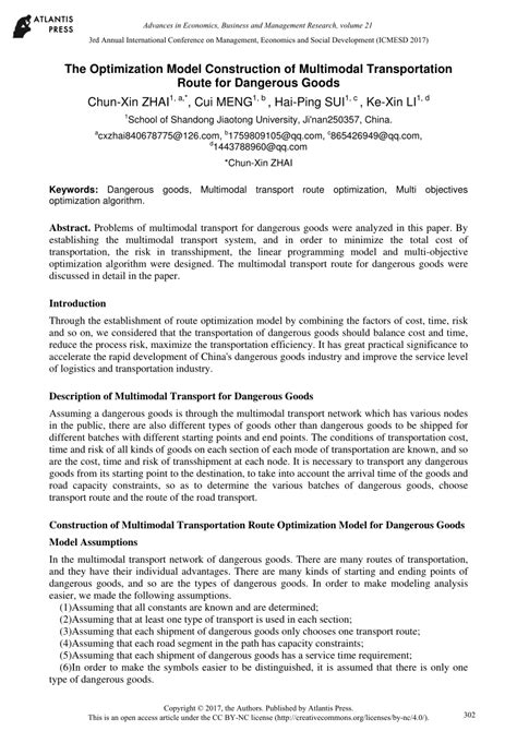Pdf The Optimization Model Construction Of Multimodal Transportation