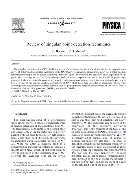 Pdf Review Of Singular Point Detection Techniques