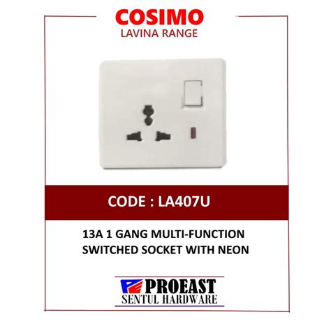COSIMO LAVINA RANGE A GANG MULTI FUNCTION SWITCHED SOCKET WITH NEON PIN WALL SWICTEHD