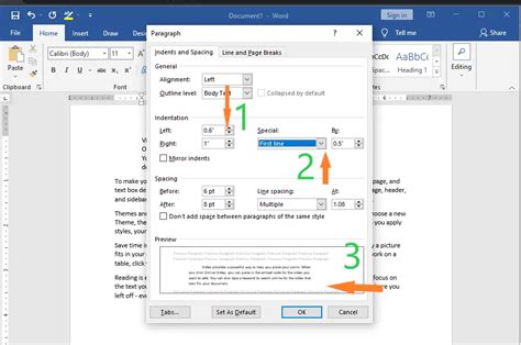 Indent 5 spaces in word Word и Excel помощь в работе с программами