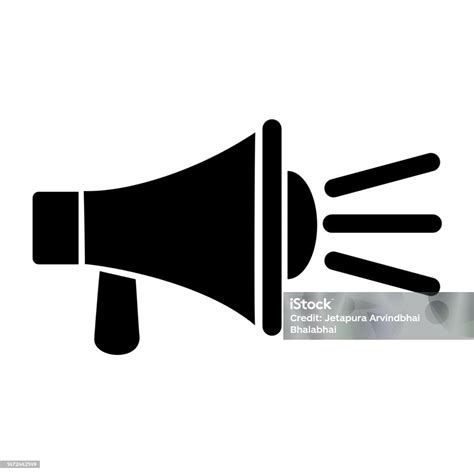 확성기 음악 플랫 스타일 아이콘 모양 기호입니다 음성 소리 음성 로고 실루엣 기호입니다 그런지 스탬프 그림 이미지입니다 흰색 배경에 격리 3차원 형태에 대한 스톡 벡터 아트