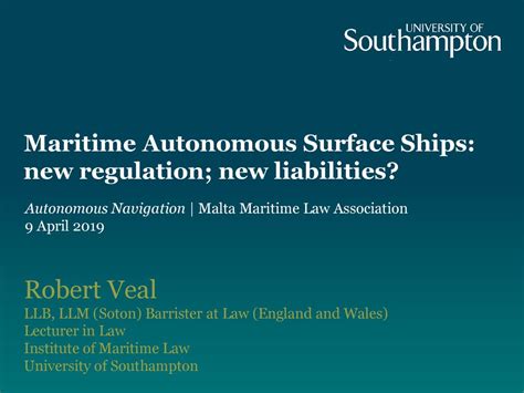 Maritime Autonomous Surface Ships New Regulation New Liabilities Ppt Download