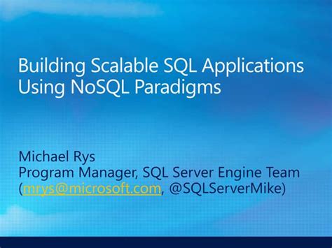 Building Scalable Sql Applications Using Nosql Paradigms Pptx
