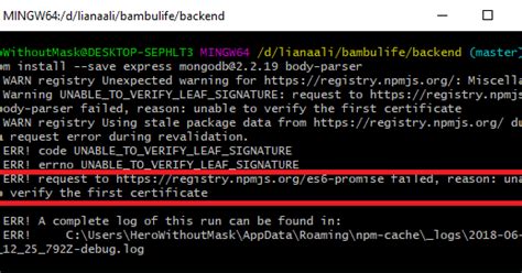 Npm Unable To Verify The First Certificate