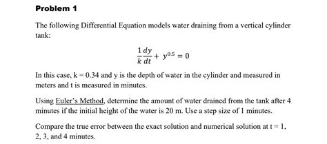 Problem 1The Following Differential Equation Models Chegg Com