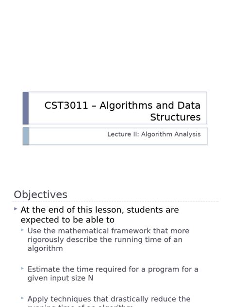 2 Cst3011 Algorithms And Data Structures Algorithm Analysis Pdf Time Complexity Teaching