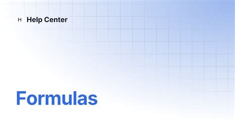 formulas help center