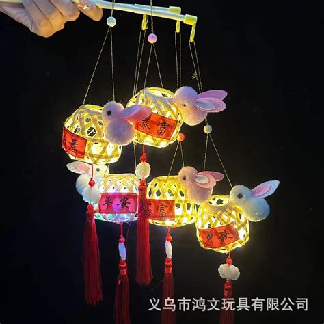 发光竹编兔子灯笼中秋节儿童手提发光玩具手工小礼品景区热卖花灯 阿里巴巴