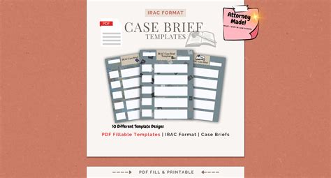 Case Brief Pdf Fillable Templates Irac Method For Law School Case