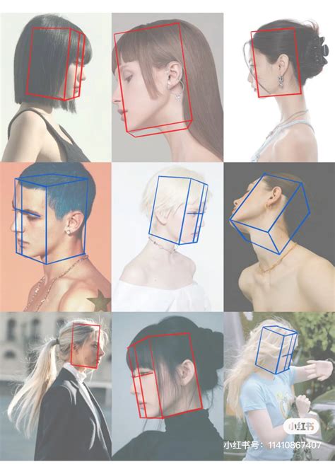常用不同角度的头部示范和透视分析~