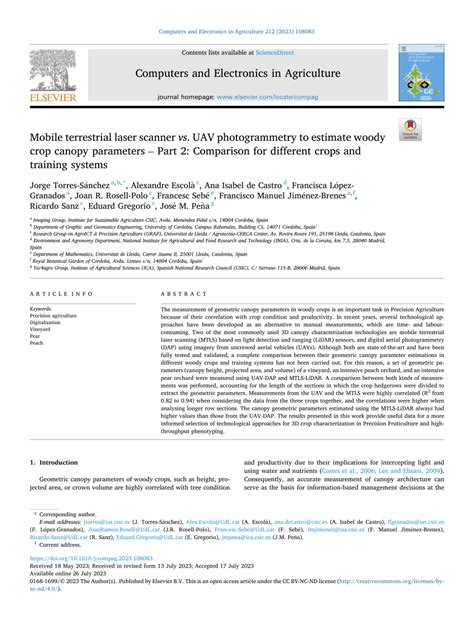 Pdf Mobile Terrestrial Laser Scanner Vs Uav Photogrammetry To Estimate Woody Crop Canopy
