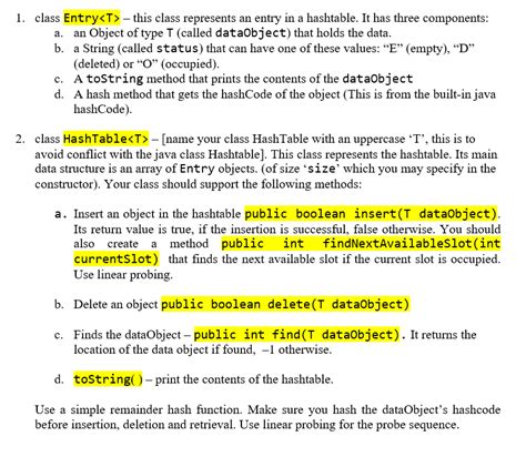 Solved 1 Class Entry This Class Represents An Entry In A