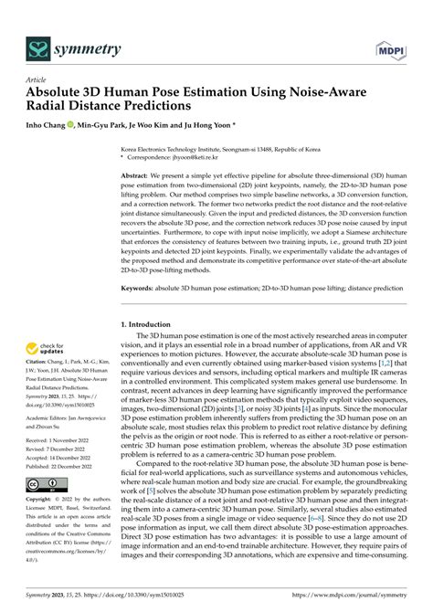 PDF Absolute D Human Pose Estimation Using Noise Aware Radial