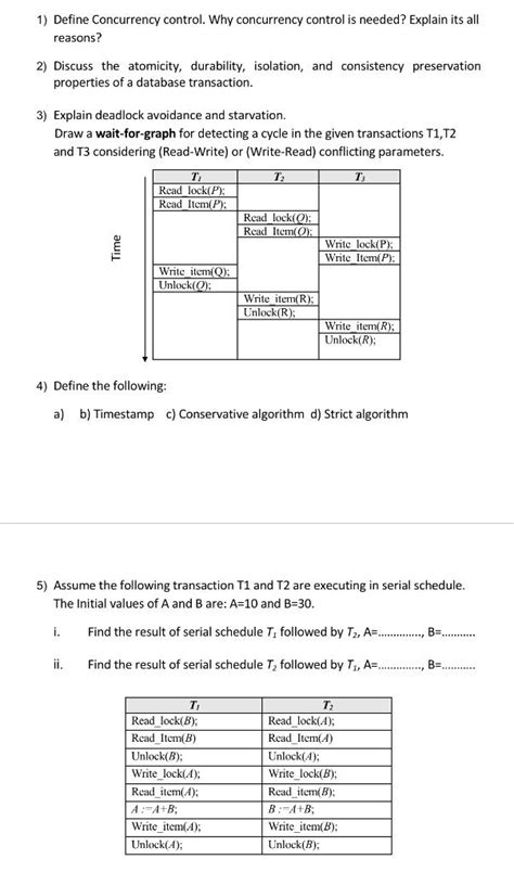 Solved 1 Define Concurrency Control Why Concurrency