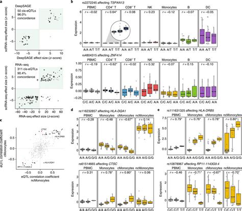 cis eqtl analysis in single cell rna seq data a effect size of the