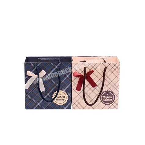 Luxury T Bag Paper Box Ribbon Bowknot With Handle Wholesale Lattice New Business Tote Bag