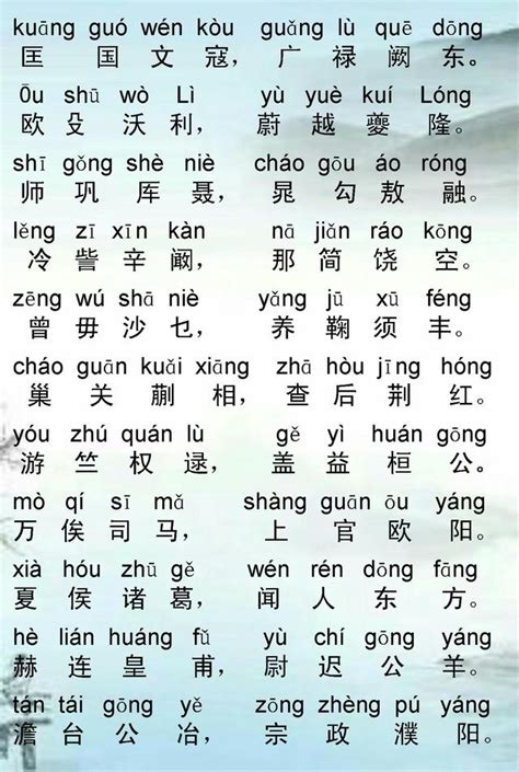 《百家姓》了解你姓氏的排名注音來源 每日頭條