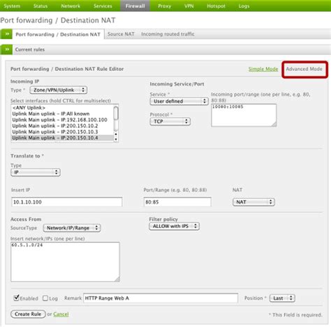 Dnat Port Forward Advanced Setup Endian