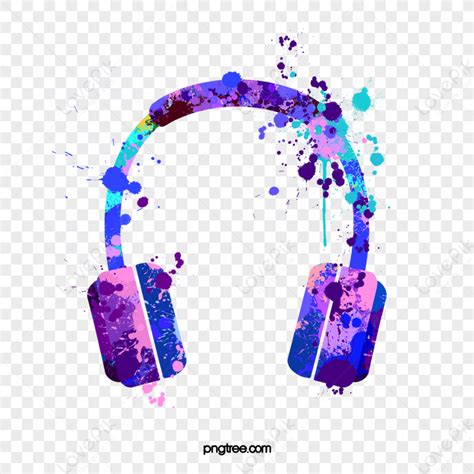 수채화 일러스트 스플래시 보라색 톤 헤드폰 물감덮개정체 Png 일러스트 무료 다운로드 Lovepik