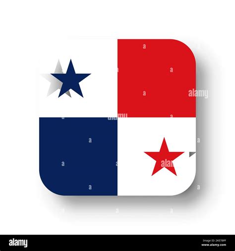 Panama Flag Flat Vector Square With Rounded Corners And Dropped Shadow Stock Vector Image