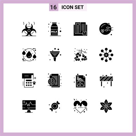 Set Of 16 Vector Solid Glyphs On Grid For Eco Sex Education Reproduction Fertile Editable Vector