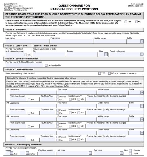 Sf 86 Questionnaire For National Security Positions Forms Docs 2023
