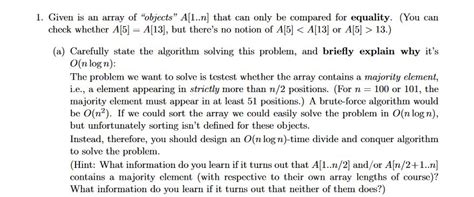 Solved I Need Help Creating A Onlogn Divide And Conquer