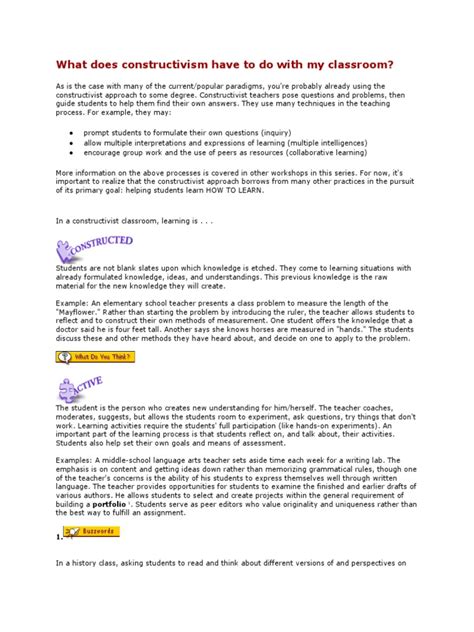What Does Constructivism Have To Do With My Classroom Pdf Constructivism Philosophy Of