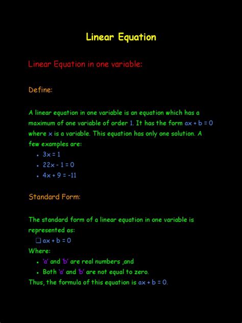 Linear Equation One Variable Pdf