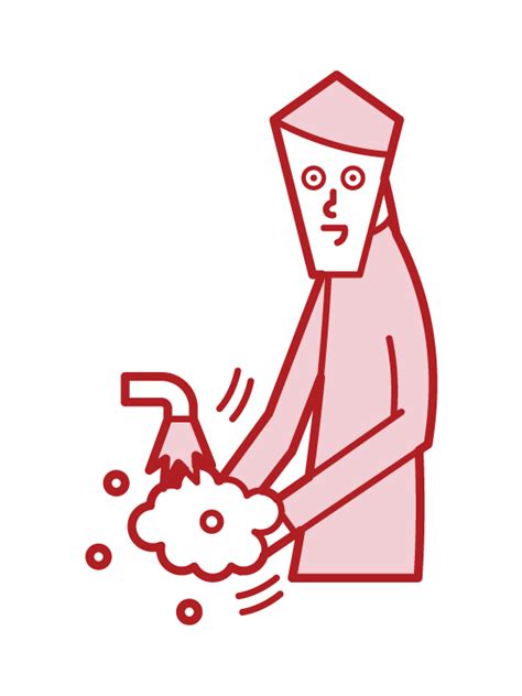 손을 씻는 남자의 일러스트 무료 일러스트 소재집 Kukukeke