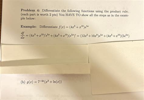 Solved Problem Differentiate The Following Functions Chegg