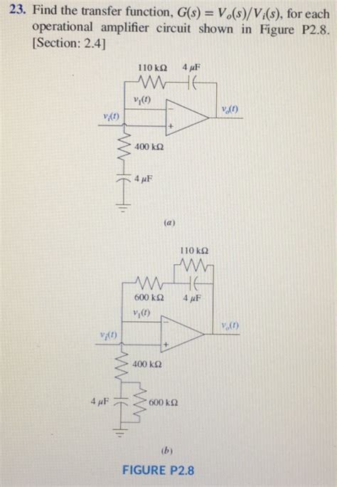 Solved Find The Transfer Function G S V 0 S V I S
