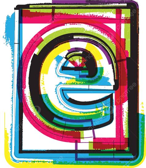 Fonte Colorida Grunge Letra E Tipo Texto Isolado Vetor Png Modelo