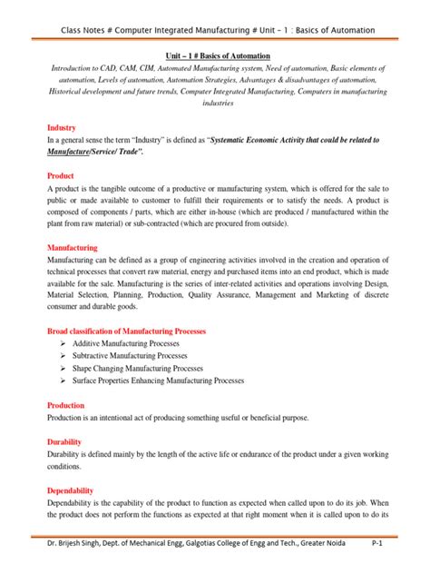 Notes Unit 1 Automation Bs Pdf Automation Programmable Logic Controller