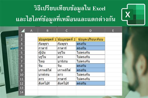 วิธีจับคู่ข้อมูลใน Excel การเปรียบเทียบข้อมูลในสองคอลัมน์เพื่อจับคู่ความเหมือนและแตกต่างของ