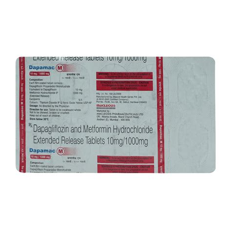 Dapamac M 10 Mg 1000 Mg Tablet Uses Side Effects Price Apollo