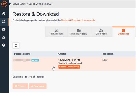 Getspace Us How To Download Database With Jetbackup