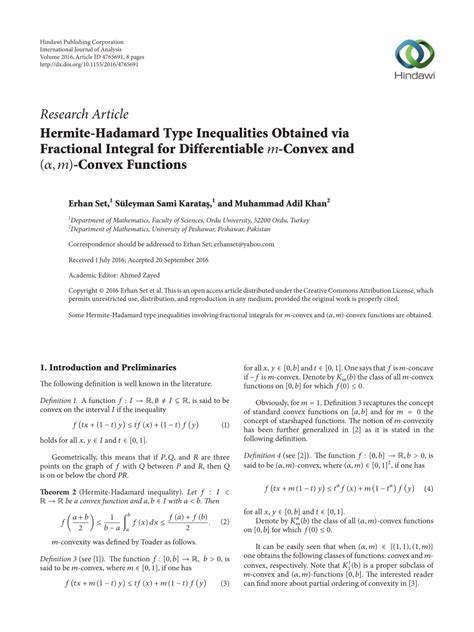 Pdf Hermite Hadamard Type Inequalities Obtained Via Fractional