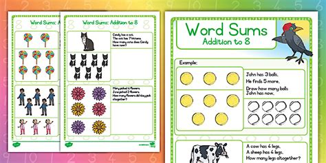 Grade R Word Problems Addition To 8