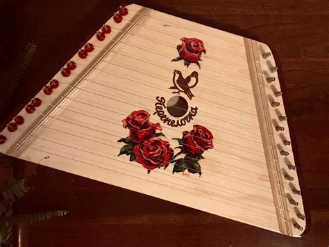 Hand Painted Lap Harp Zither String Red Rose Design Artofit