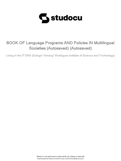 Language Programs And Policies In Multilingual Societies Pdf Multilingualism Linguistics