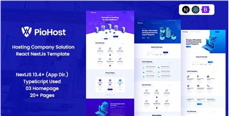 Piohost Domain And Web Hosting React Nextjs Template